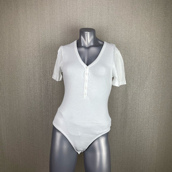 Missguided | Tops | Plus Rib Ss Button Front Bodysuitwhite | Poshmark